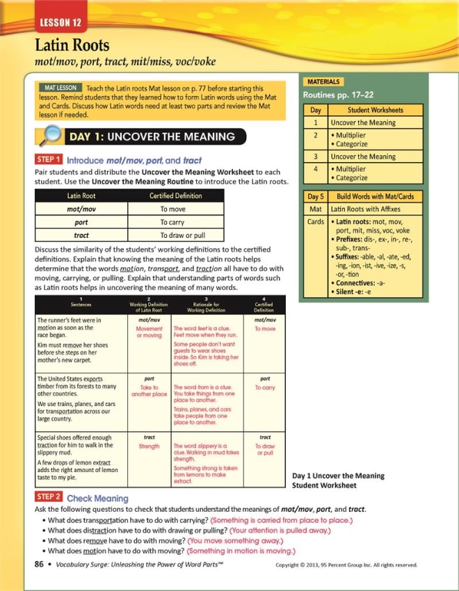 95 Vocabulary Surgeâ„¢: Level A, Unleashing the Power of Word Parts